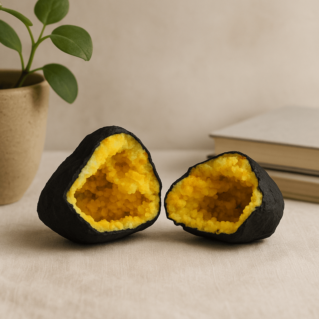 Calcite Geode Dyed Yellow Crystal | Unique Gemstone Decor | SHAMTAM