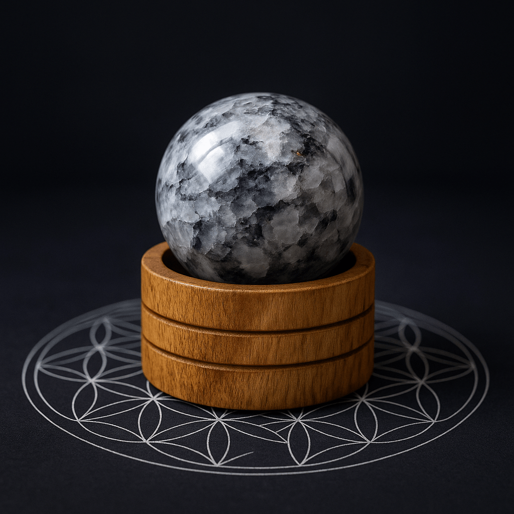 Indian Moonstone Sphere 50mm with Stand | SHAMTAM