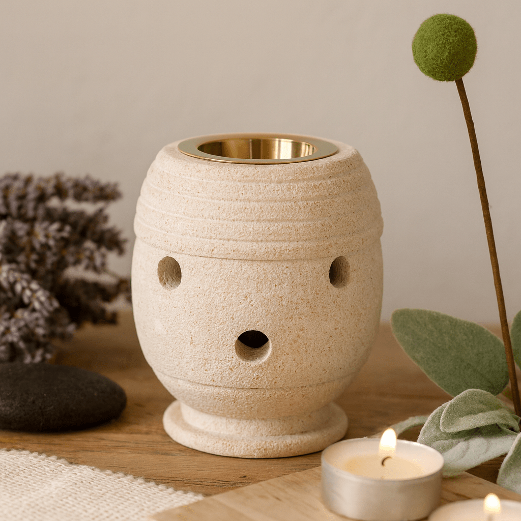 Stone Oil Burner - Hand Carved Indonesian Sandstone | SHAMTAM